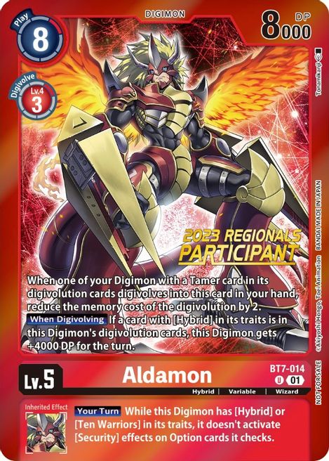 Aldamon (2023 Regionals Participant) - Next Adventure - Digimon Card Game