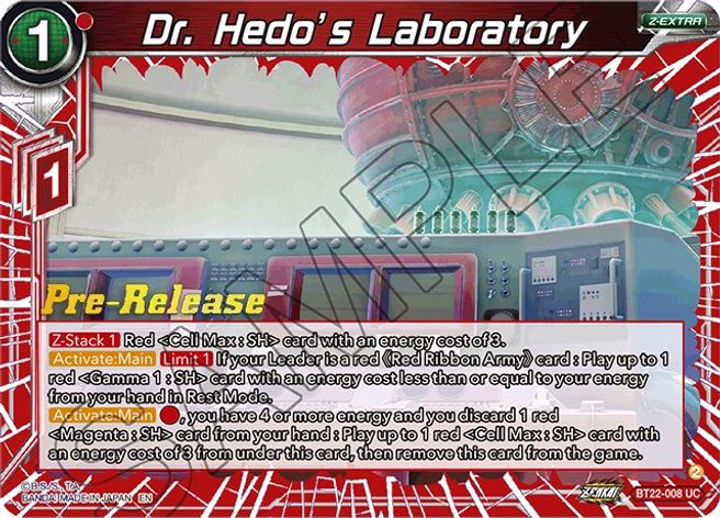 Dr. Hedo's Laboratory - Critical Blow Pre-Release Cards - Dragon Ball ...