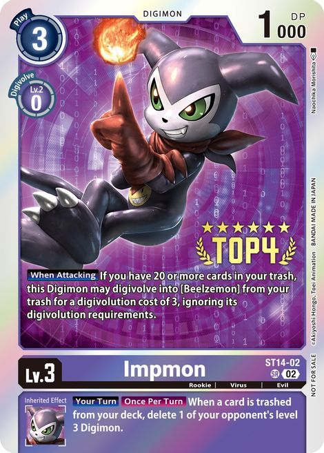 Impmon (Digimon 3-On-3 November 2023 Top 4) - Starter Deck 14: Beelzemon Advanced Deck Set ...