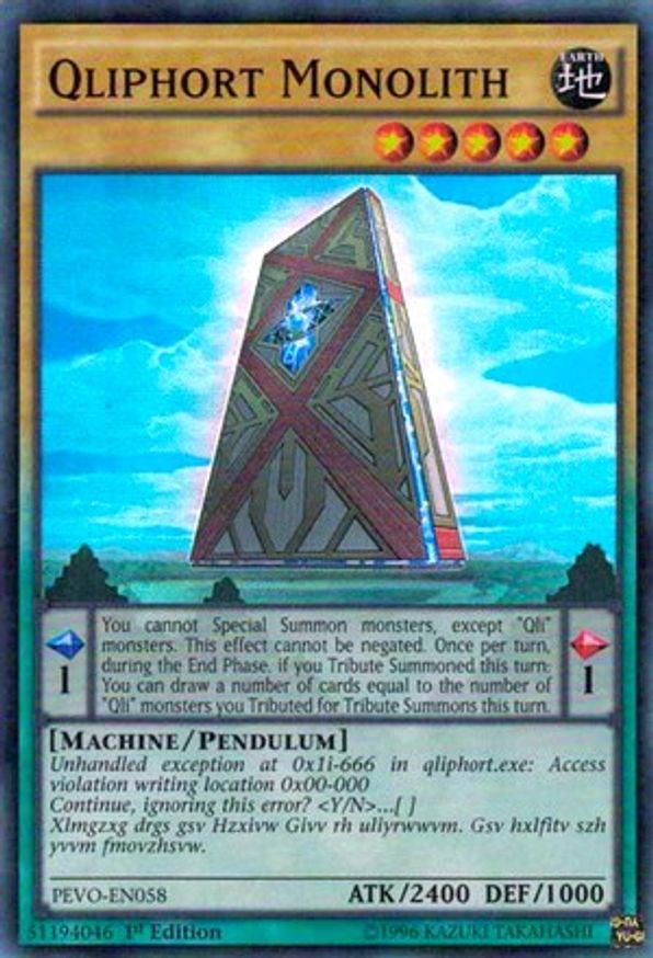 Qliphort Monolith - Pendulum Evolution - YuGiOh