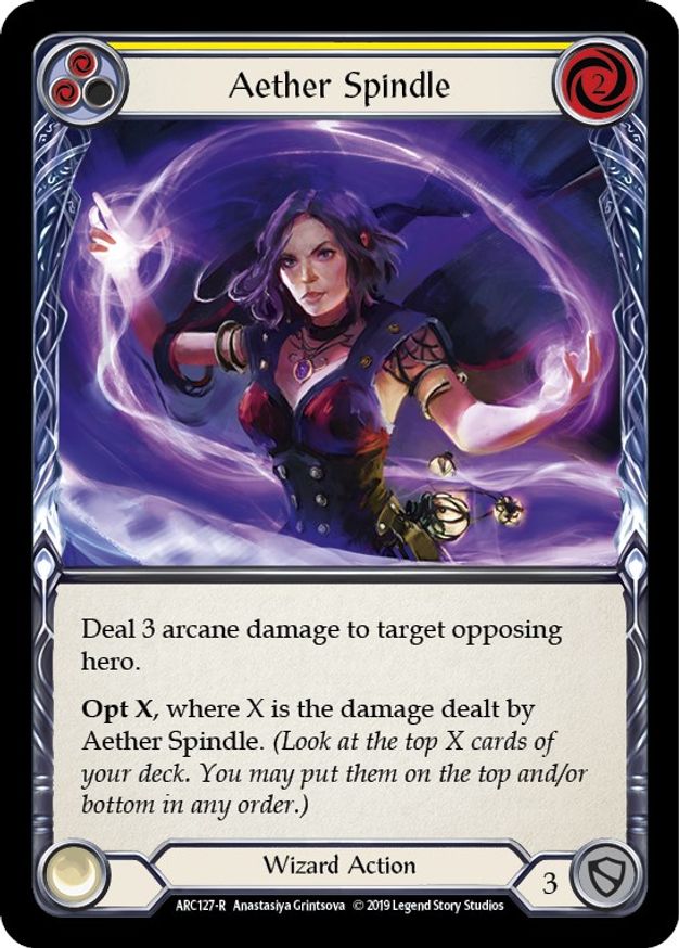 Aether Spindle (Yellow) - Arcane Rising - Flesh and Blood TCG