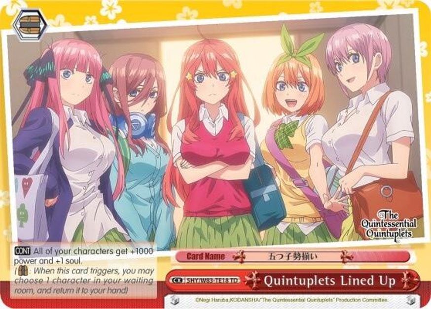 Quintuplets Lined Up (Red) - The Quintessential Quintuplets - Weiss Schwarz