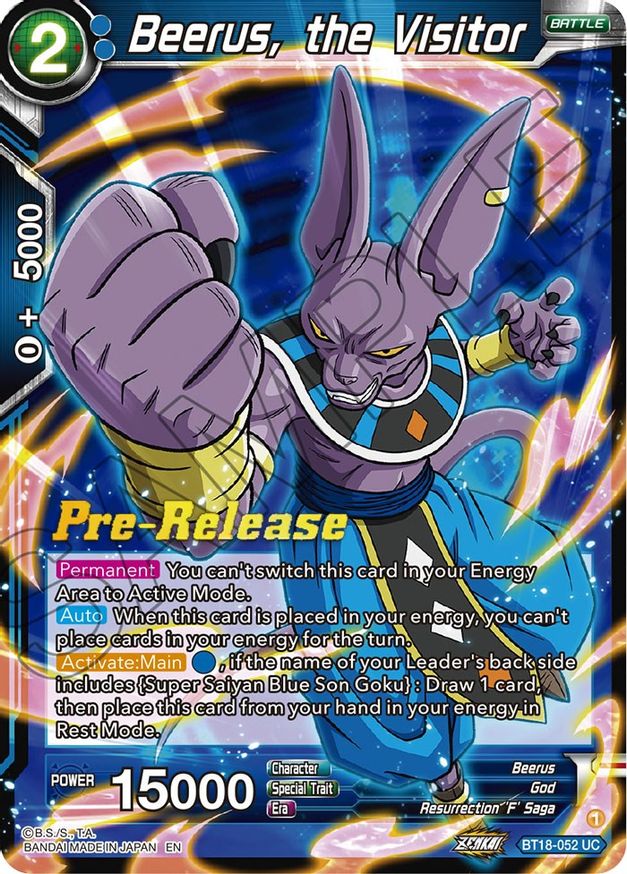 Beerus, the Visitor - Dawn of the Z-Legends Pre-Release Cards - Dragon ...