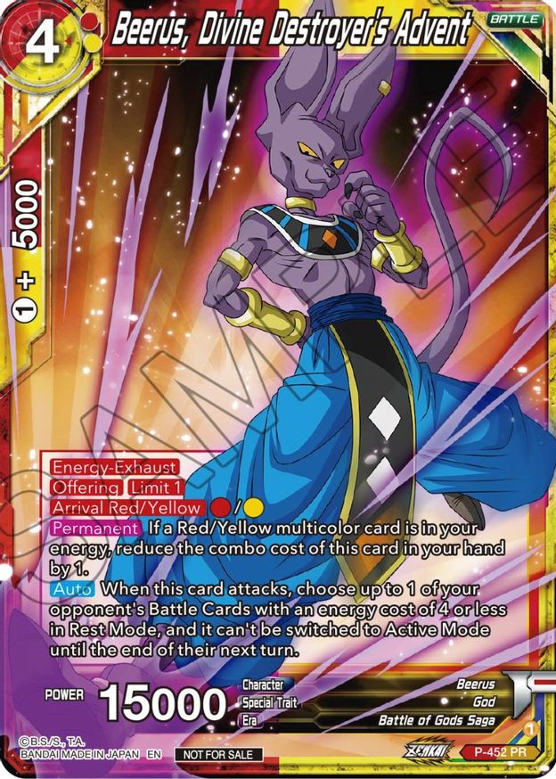 Beerus, Divine Destroyer's Advent (Zenkai Series Tournament Pack Vol.2 ...