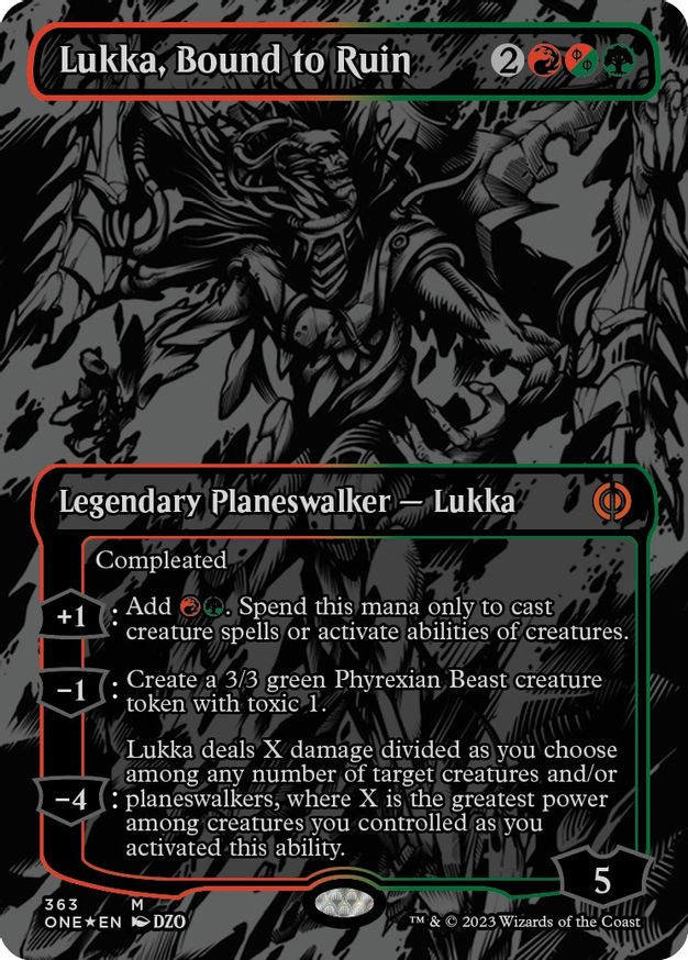 Lukka, Bound to Ruin (Oil Slick Raised Foil) - Phyrexia: All Will Be ...