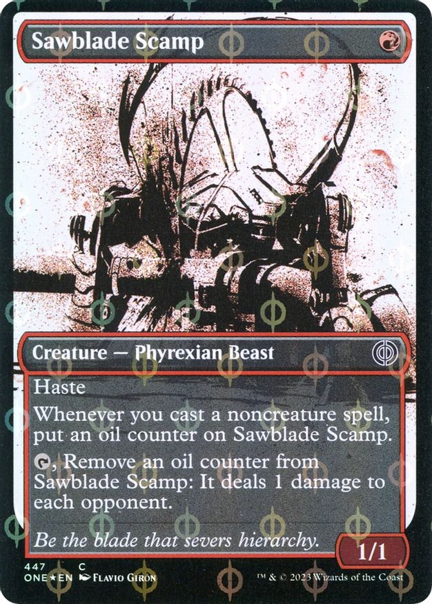 Sawblade Scamp (Showcase) (Step-and-Compleat Foil) - Phyrexia: All Will ...