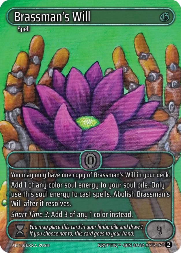 Brassman's Will (Box Topper) - Genesis [Wave 2] - Kryptik TCG