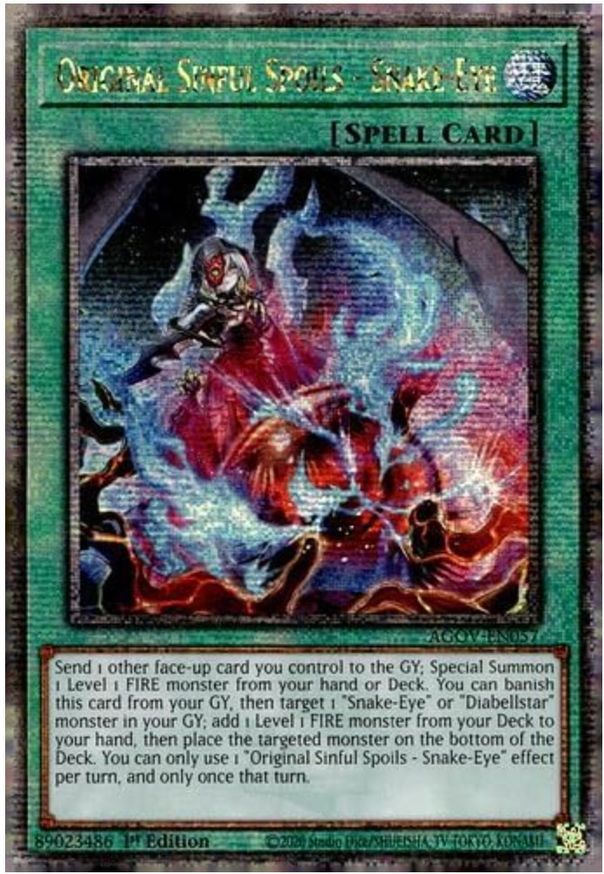 Original Sinful Spoils - Snake-Eye (Quarter Century Secret Rare) - Age of Overlord - YuGiOh
